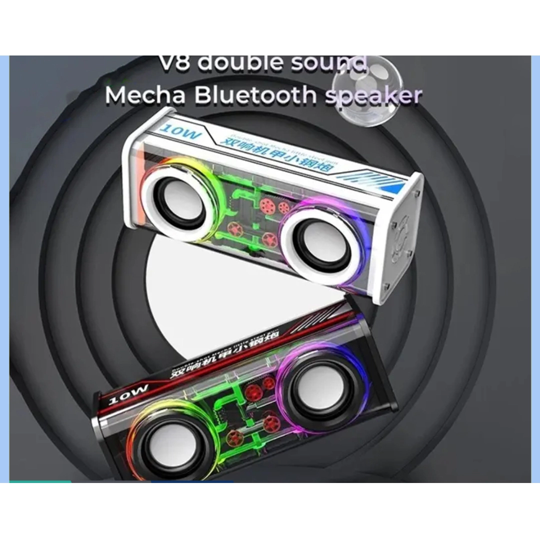 Mecha V8 Double-Shot Little Steel Gun 10W Transparent Speaker