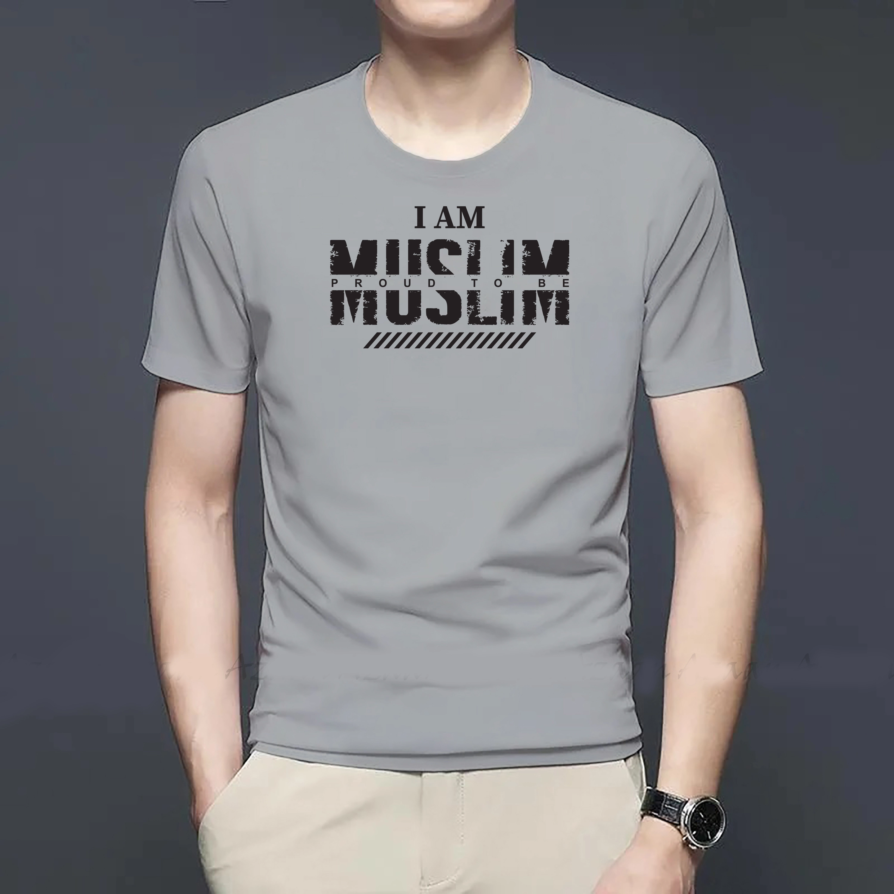I'm Muslim_Black Soft & Comfortable Cotton Half Sleeve & Round Collar T ...