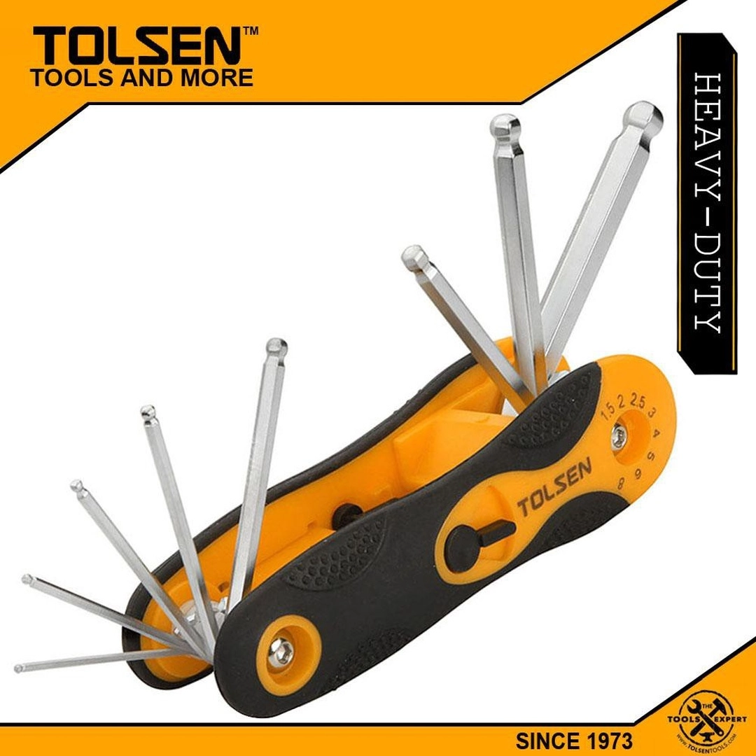 TOLSEN 20068 8Pcs Folding Ball Point Allen Hex Key Set ( 1.5/2/2.5/3/4 ...