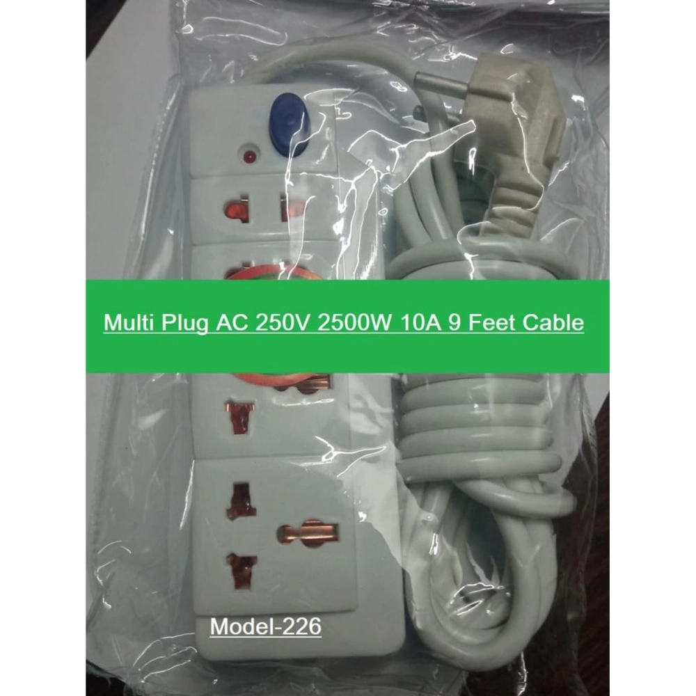 Multiplug Socket Multi Plug AC 250V 2500W 10A 9 Feet Cable Brass ...