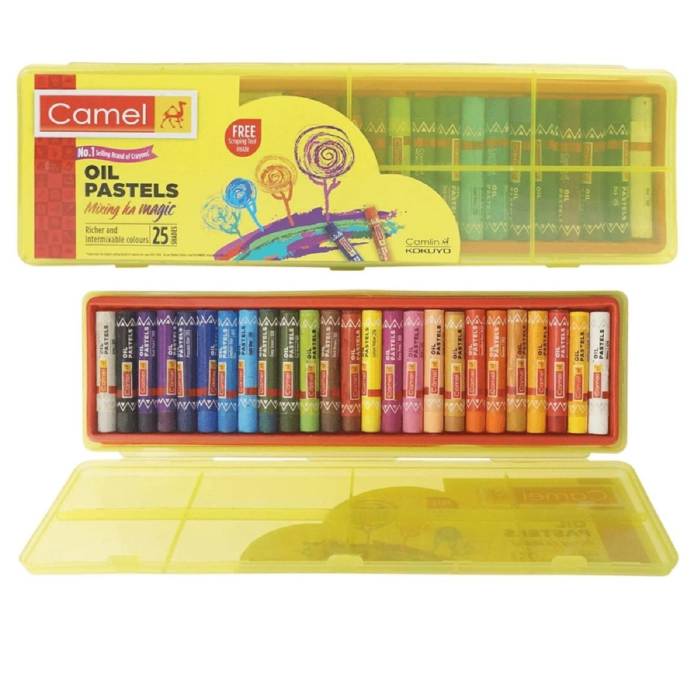 Camel Oil Pastels with Reusable Plastic Box - 25 Shades