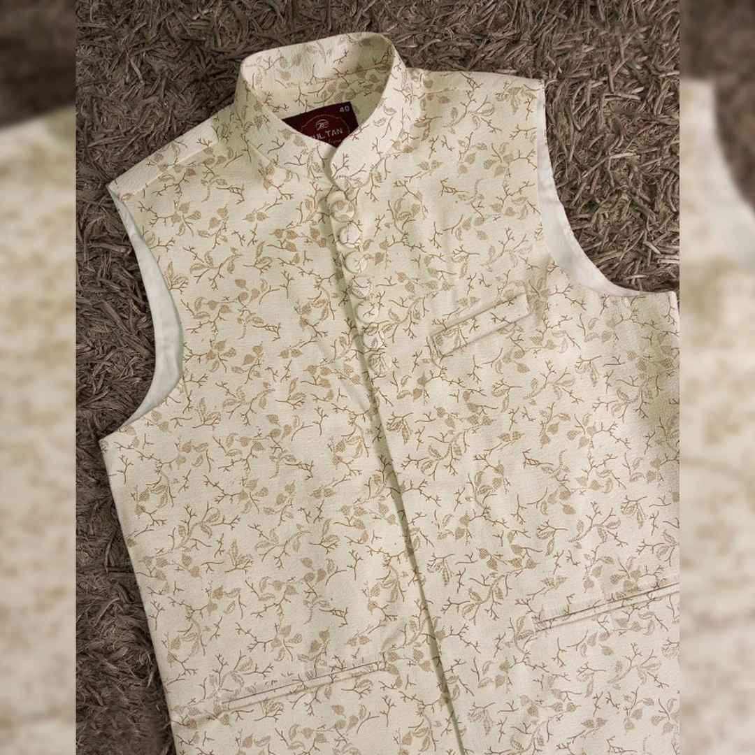 Printed golden koti for men print brand Nehru jacket for men Waist coat ...