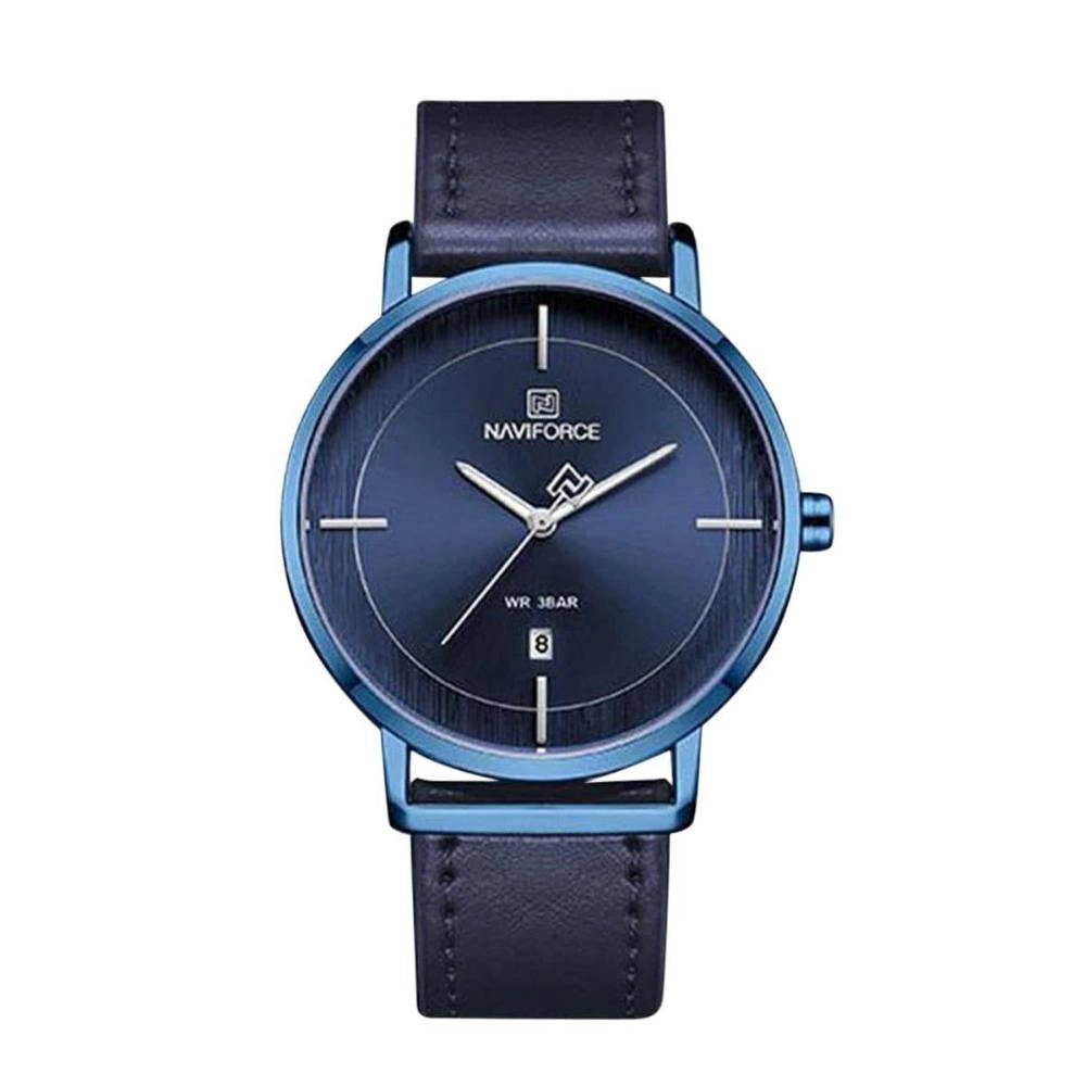 NAVIFORCE NF3009L Navy Blue PU Leather Analog Watch For Women - Royal ...