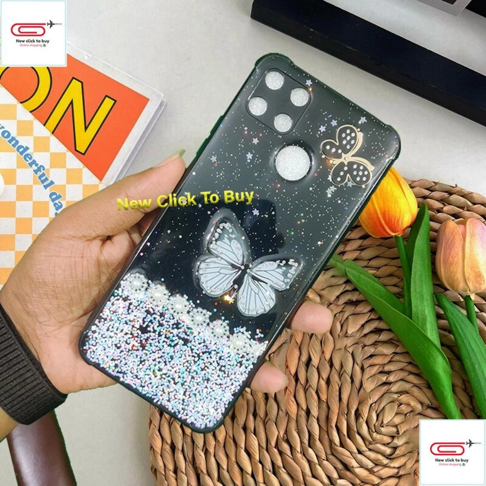 For Oppo A15 Glitter Butterfly Pattern New Generation Case Plastic ...