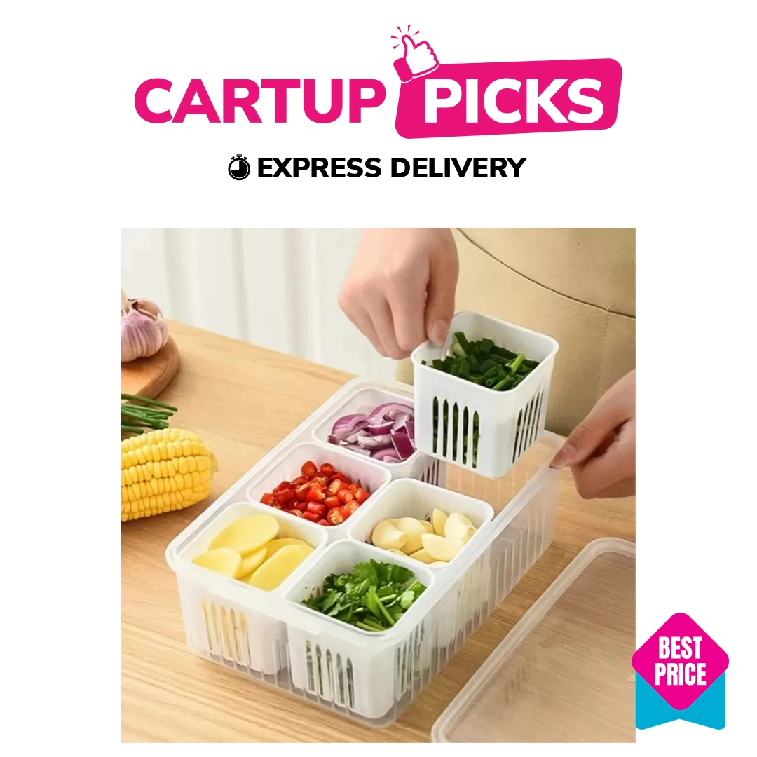 Refrigerator Storage Box 6 Grid Food Vegetable Fruit Storage Box Fridge ...