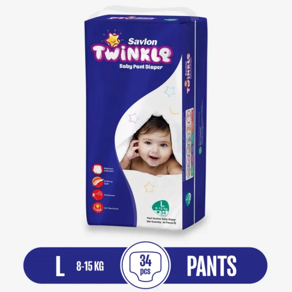 Savlon Twinkle Baby Pant Diaper L (8 - 15kg) - 34 pcs