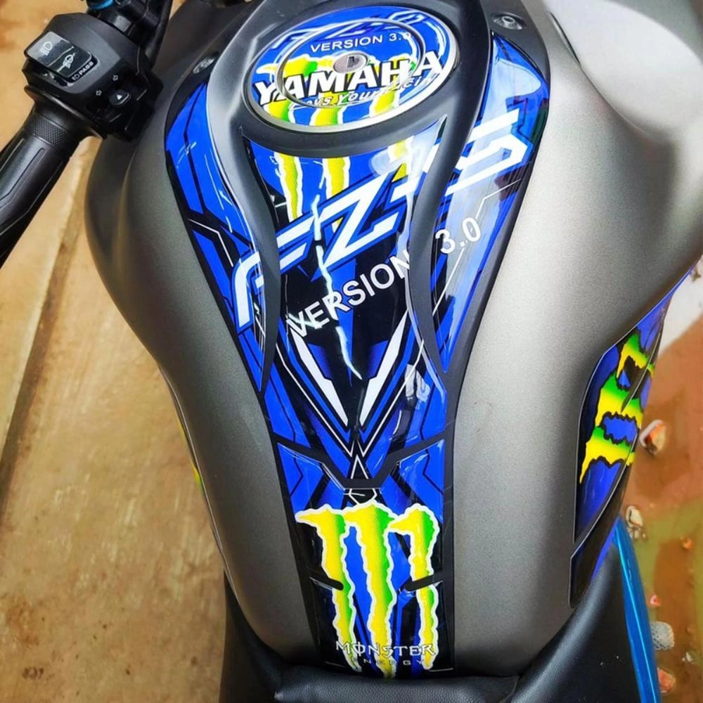 Yamaha FZ V3 Motorcycle Fuel Tank Pad Sticker Protector - Blue full set