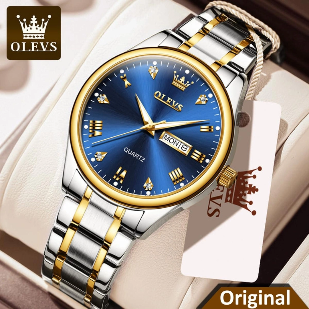 Inspired by Olevs 5563 New Men Luxury Watch Couple Quartz Stainless ...