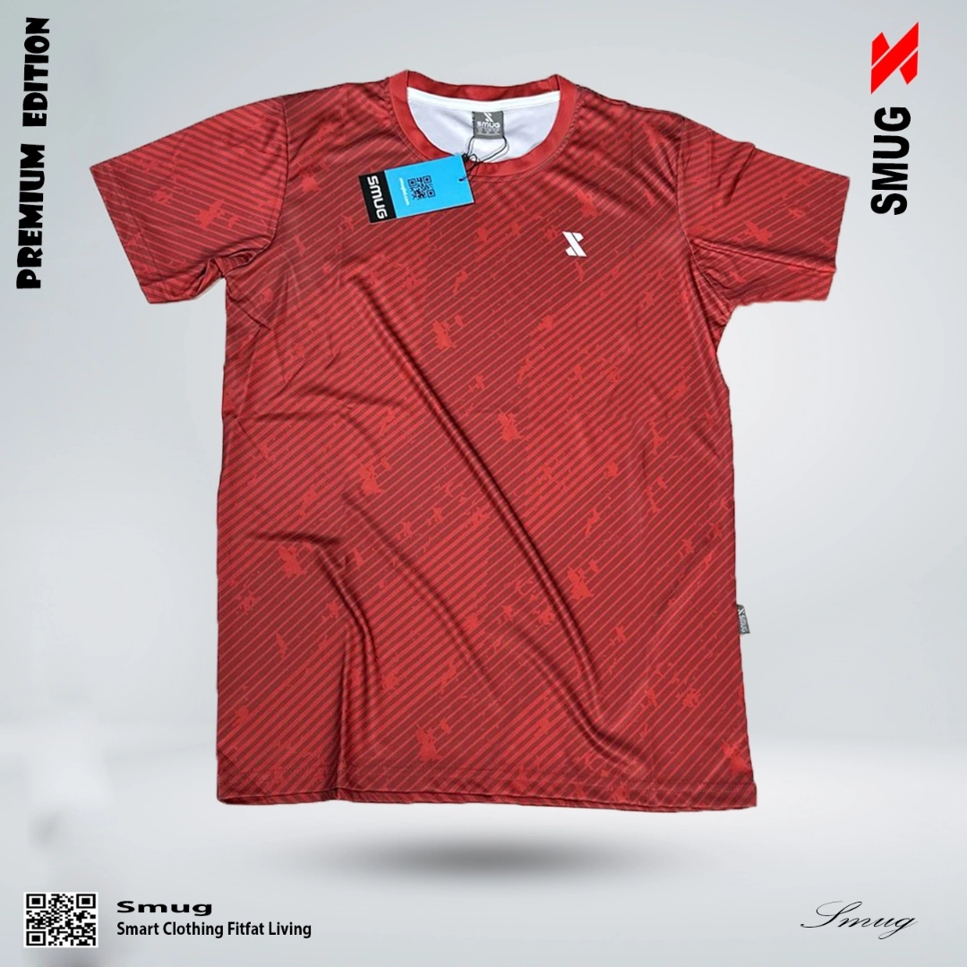 SMUG Premium Sport T-Shirt for Men - Fabric Is Soft and Comfortable-Red