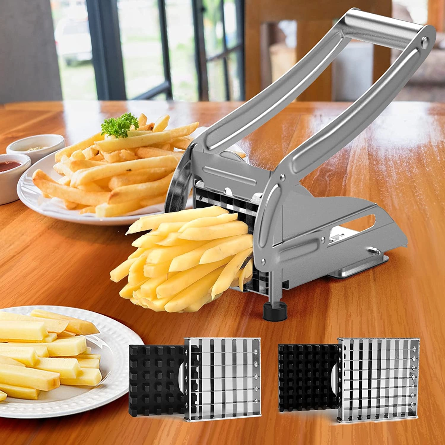 Potato Chipper Slicer Chip Cutter Chopper Maker French Fries Stainless ...