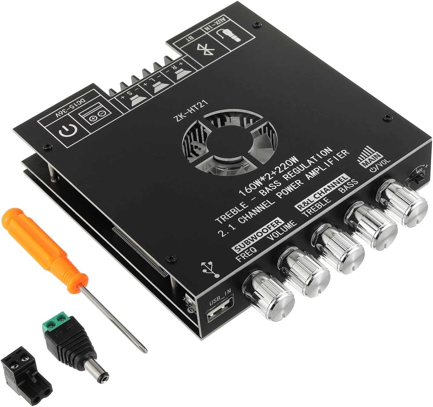 ZK-HT21 Amplifier Board 2.1 Channel 160Wx2+220W Subwoofer TDA7498E Bluetooth Audio ZK HT21 Amplifier