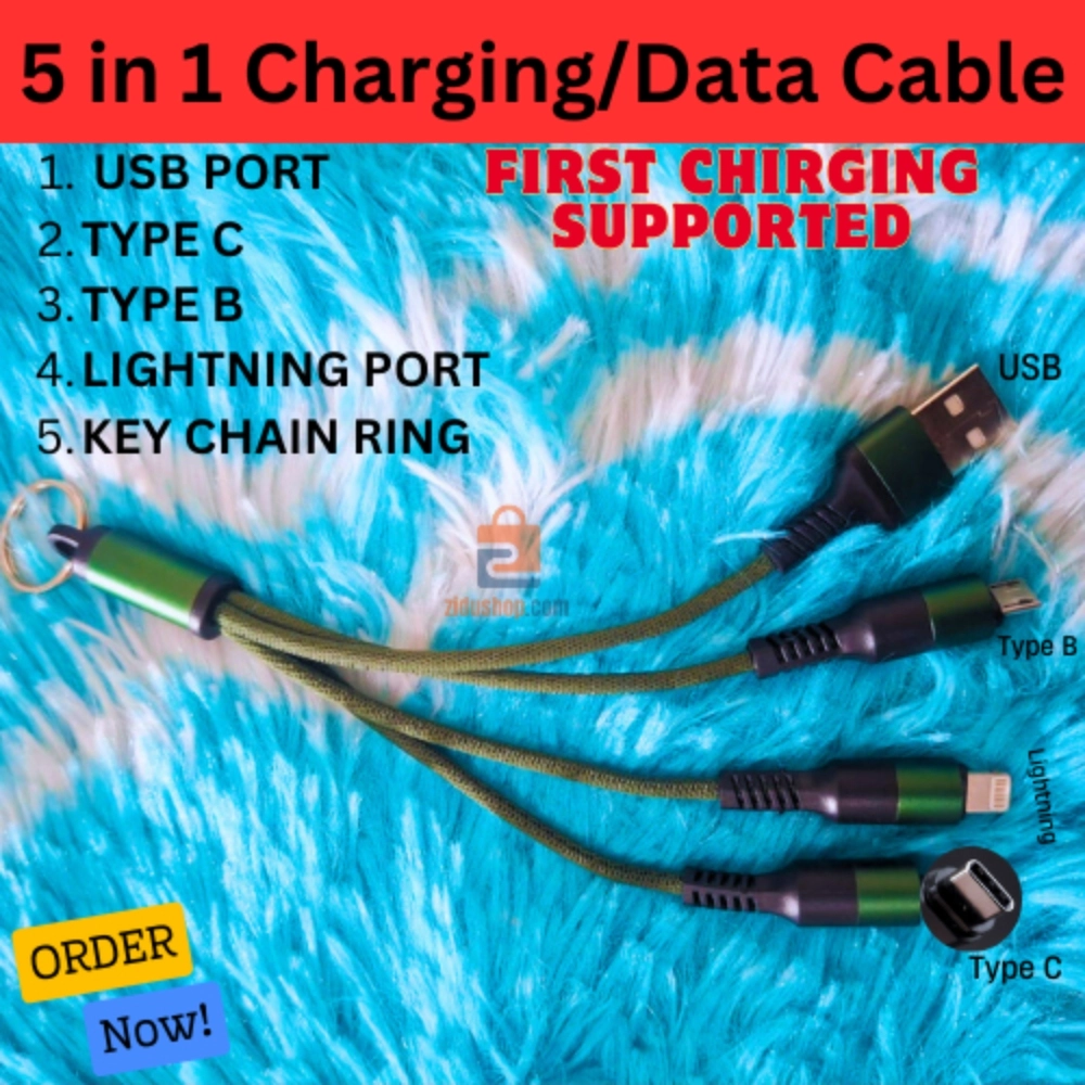 5 In 1 Mini Usb Charging Cable With Key Chain Charger For Smartphone ...