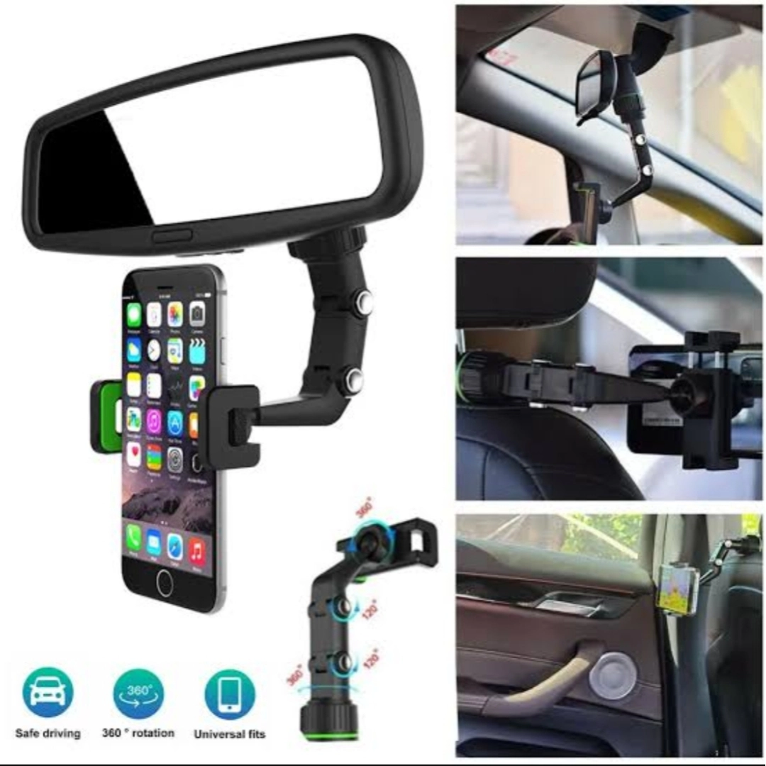 360 Degrees Car Rearview Mirror Mount Phone Holder for 4.0-6.1 Inch ...