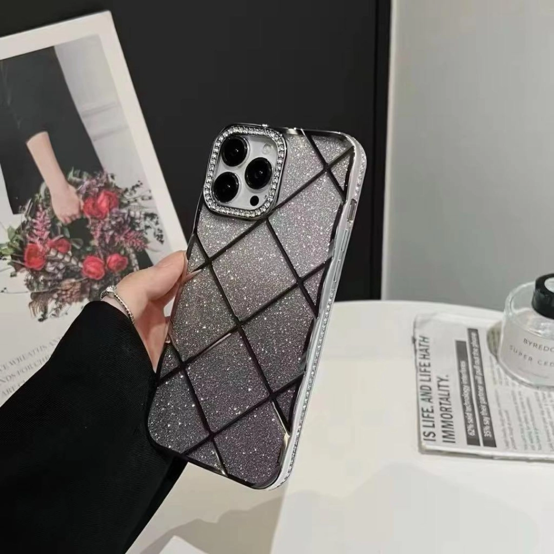 Luxury Bling Grid Diamond Soft Phone Case for iPhone 12 Pro Max Cove