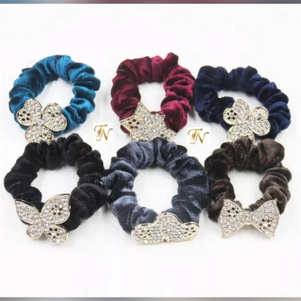 6 pcs Velvet Elastic Rubber Hair Band For Women - Hair Band - Hair Clip ...