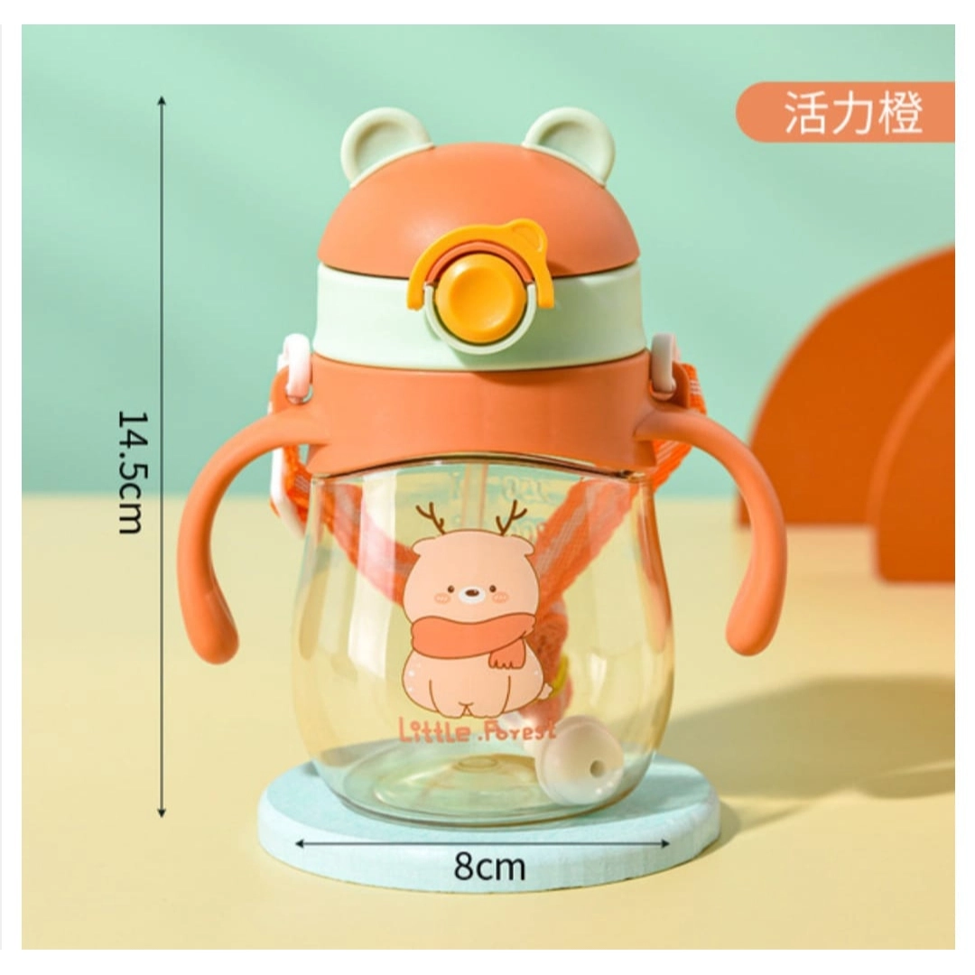 Cute Kids Water Bottles With Straw Children's 410ml Large Capacity Kawaii Cartoon Student School ...