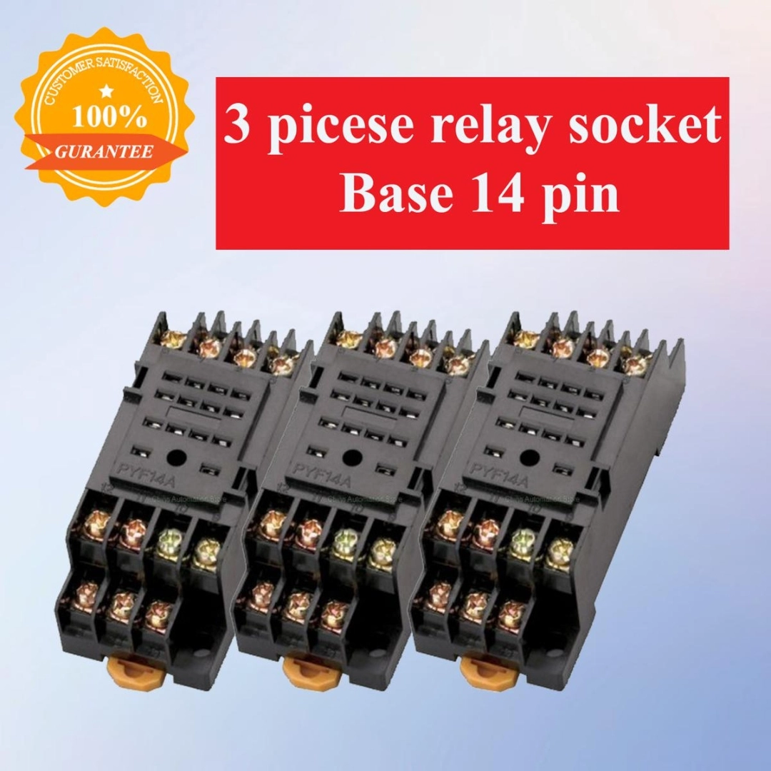3 Pieces Power Relay Socket Base Holder 14 pin