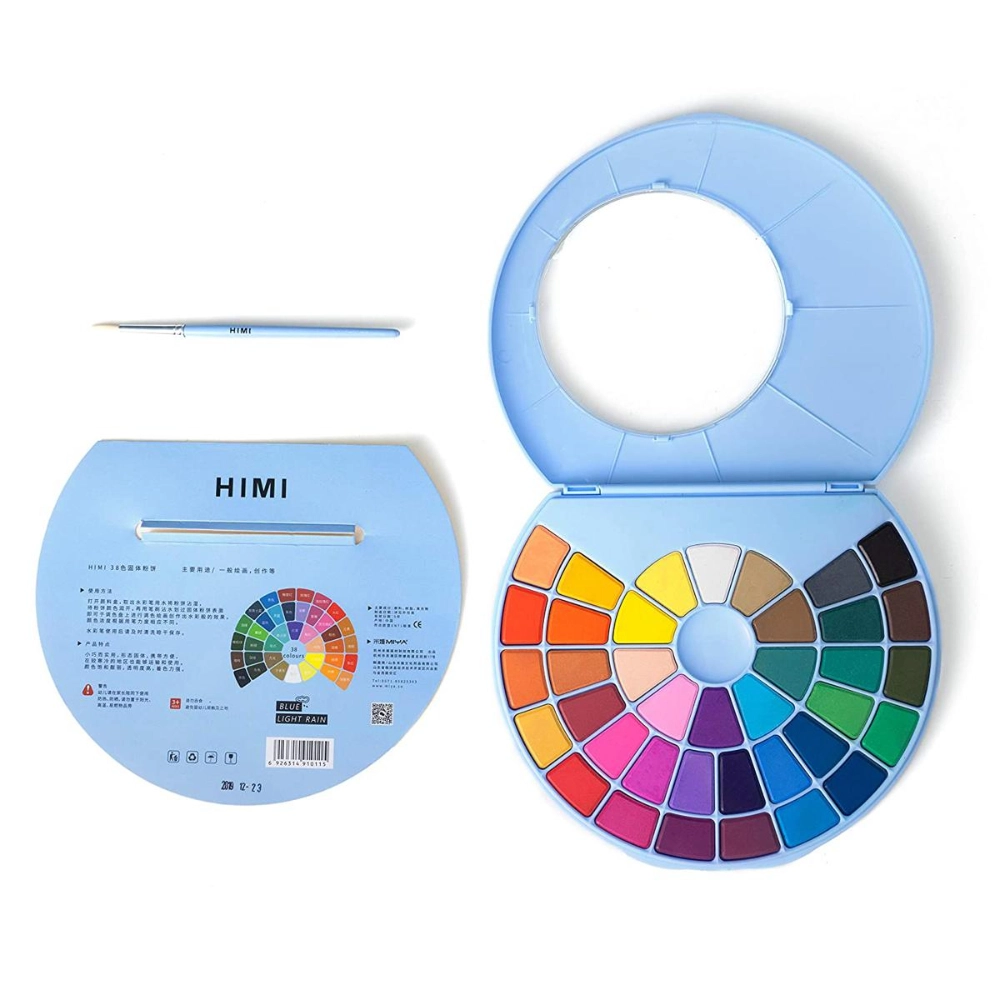 HIMI 24 Colors Solid Watercolor Cake Portable Metal Box