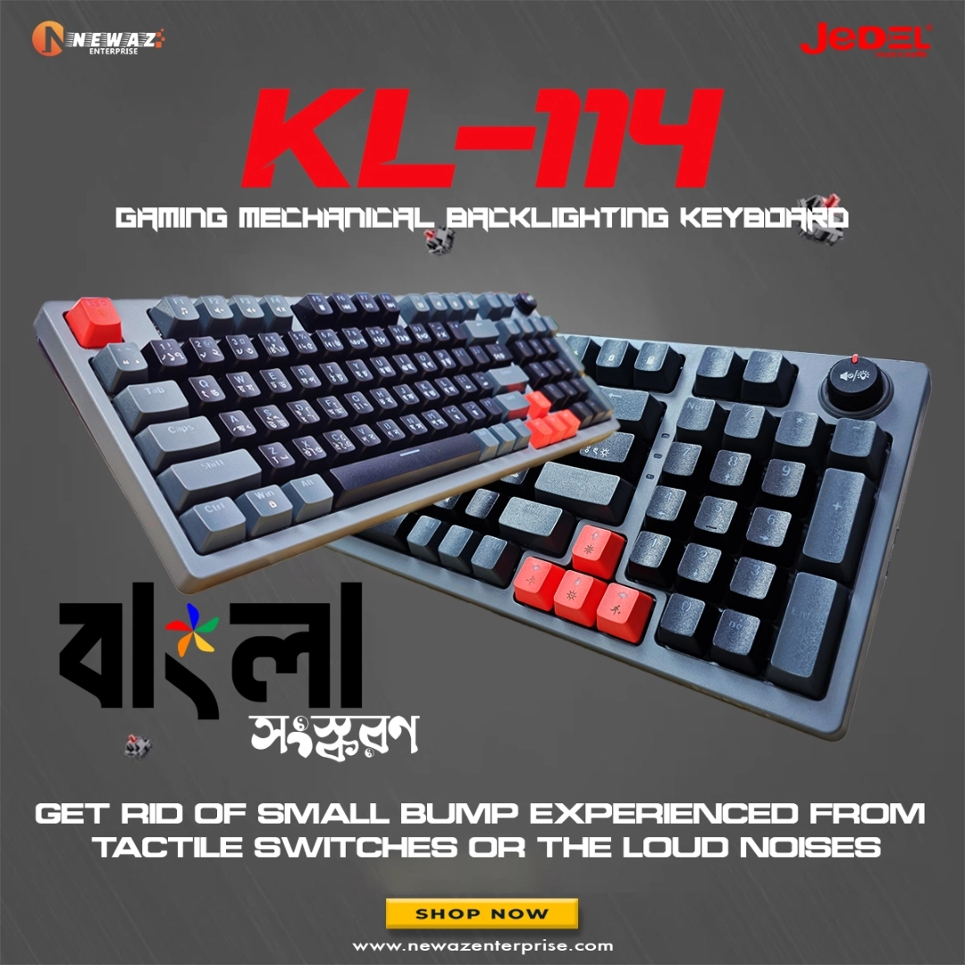 JEDEL-KL-114 Mechanical Gaming Keyboard With Bangla Layout Blue And Red ...