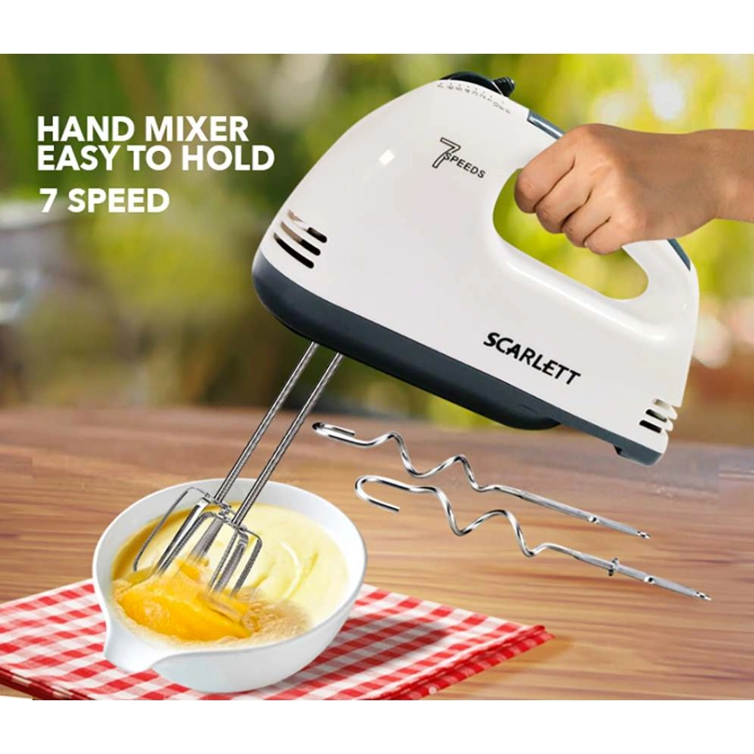 Scarlett Electric Egg Beater and Mixer for Cake Cream - White - Whisk ...