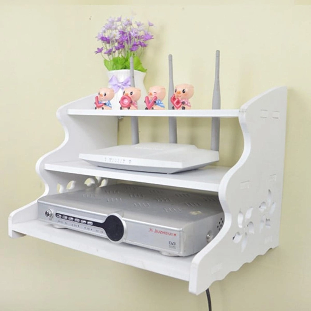 WiFi Router Storage Stand Set Top Box Stand Wall Floating Shelves 3 in ...