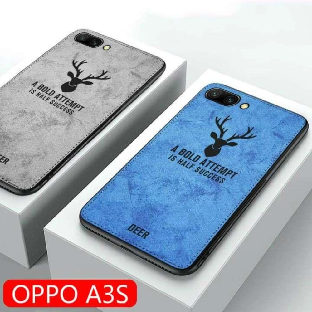 Oppo A3s - Luxury Soft Fabric+PU Leather Hybrid Case Cover Blue