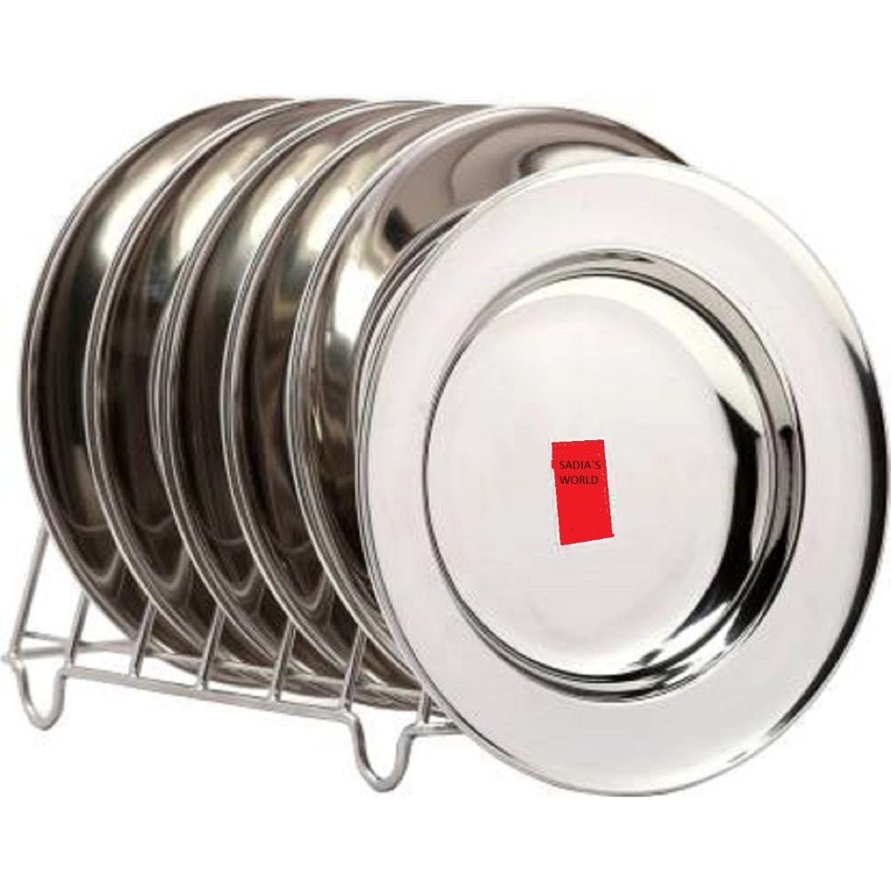Stainless Steel Size -10 Rice Plates ( PACK OF 6 Rice Plates)