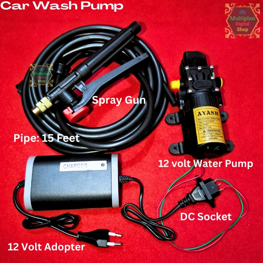 Car Washing Water Pump Motor Set with 15 feet pipe /DC 12V High ...