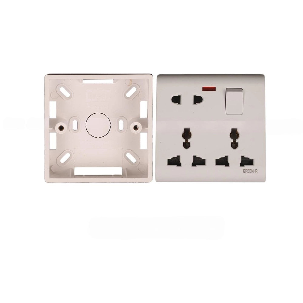 Electric 8 pin wall multi socket with Indicator 3 pin Double & 2 Pin ...