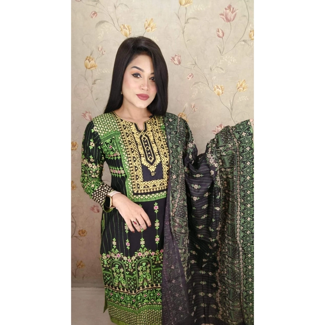Pure AC Cotton Fabric High Quality Printed Three Piece