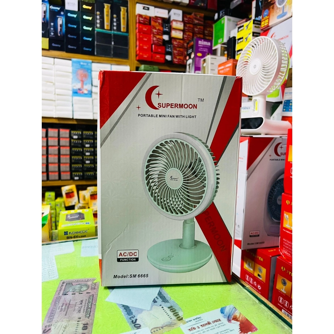 Portable Fan AC/DC with light Rechargeable Mini Table Fan With Table ...