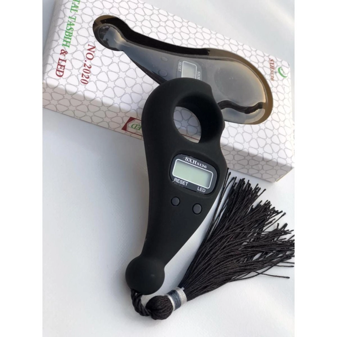 Black Digital Tally Counter with LED Light Beads Tasbeeh