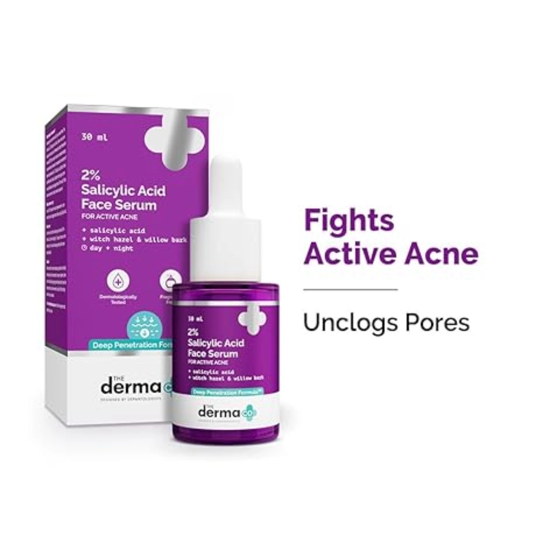 The Derma Co 2% Salicylic Acid Serum for Active Acne | Helps Reduces ...