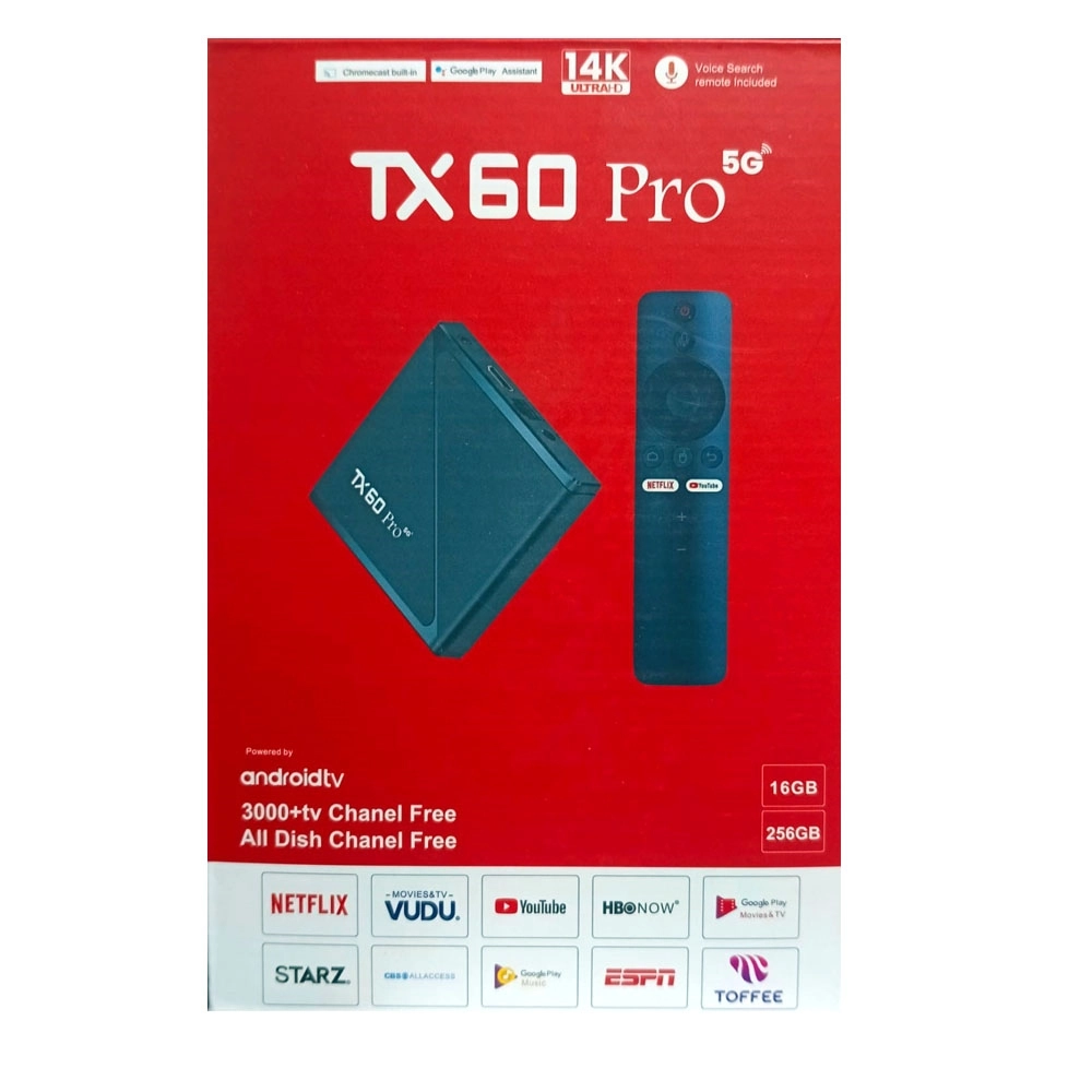 TX60 Pro 5G 14K ULTRA HD 16GB 256GB Android 16 Smart TV Box Voice ...