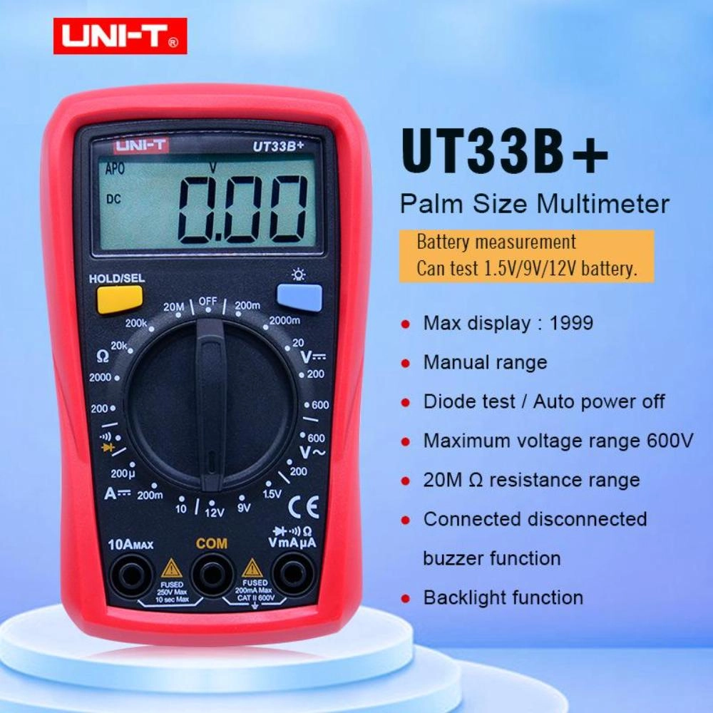 UNI-T UT33B+ Digital Multimeter AC DC Resistance Frequency Auto Range Meter