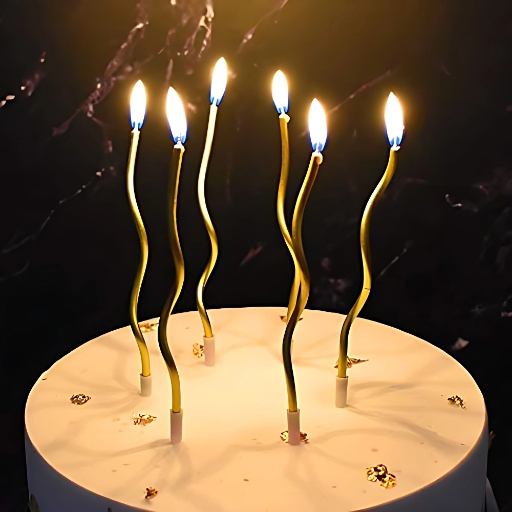 Spiral Twisty Gold Long Stick Metallic Candle for Birthday, Wedding ...
