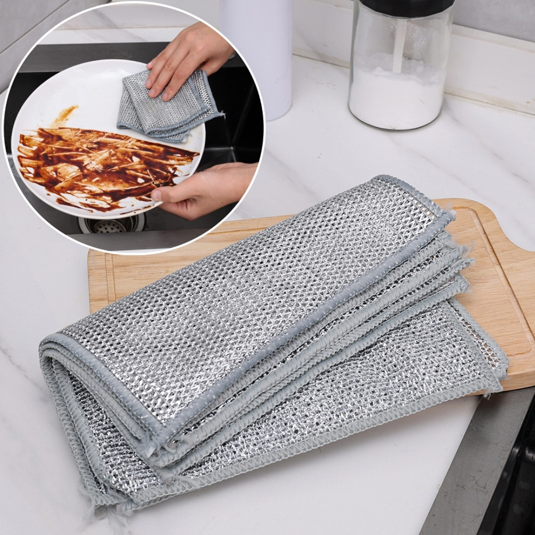 6 pcs Non-Scratch Steel Wire Dishcloth Daily Cleaning Cloth Non Stick ...
