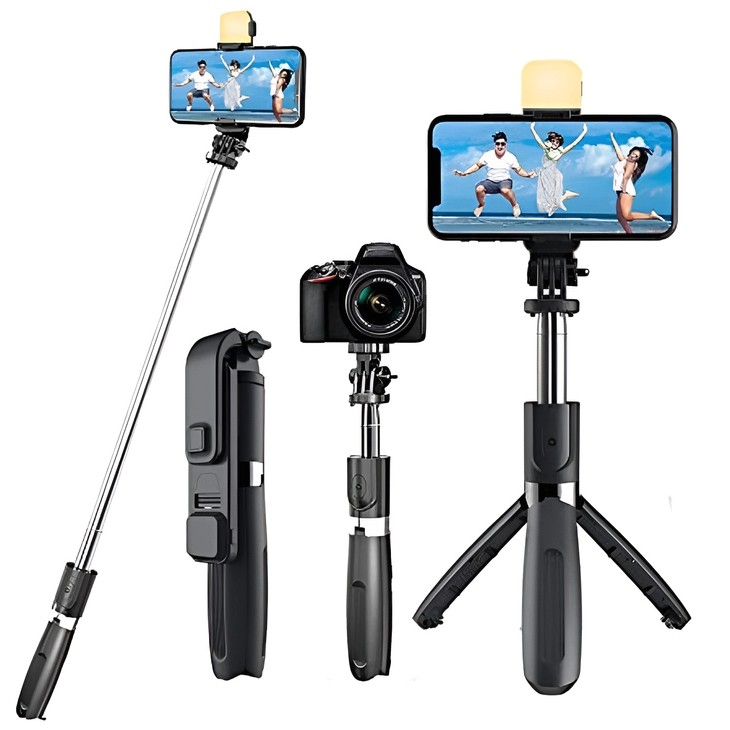 Q07 Selfie Stick & Mini Tripod with Bluetooth Remote, Fill Light ...