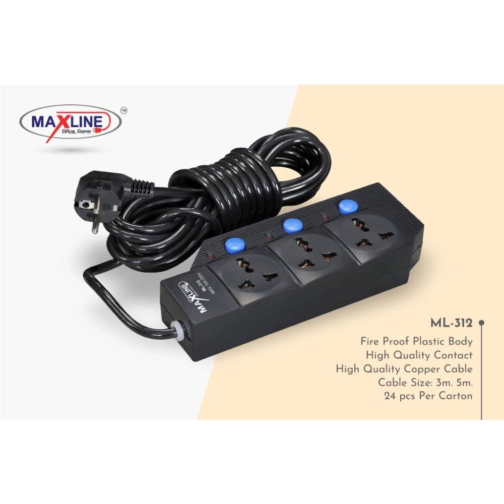 Maxline Heavy Duty Multiplug 3 Gang Model-ML-312- 5 Miter Wire/16 Fit