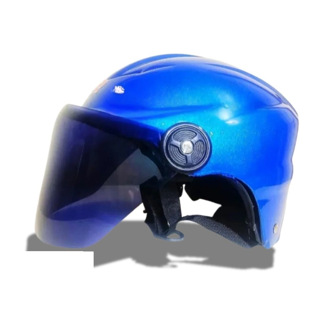 Blue Color Half Face Helmet – SFM Cap Helmet with Glass for Men & Women ...