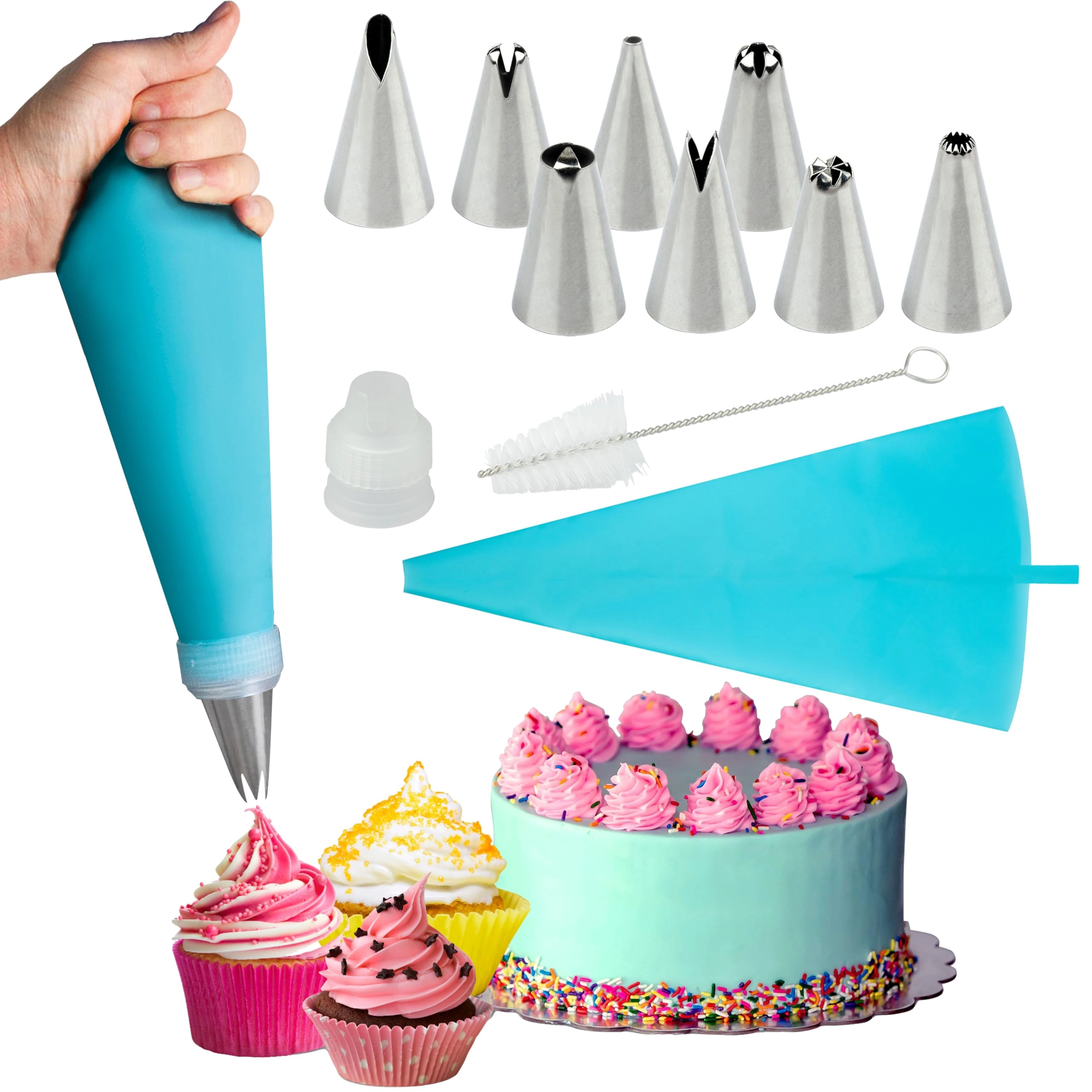 Cake Decorating Set With Piping Bags And Nozzles - Ideal For Decorating ...