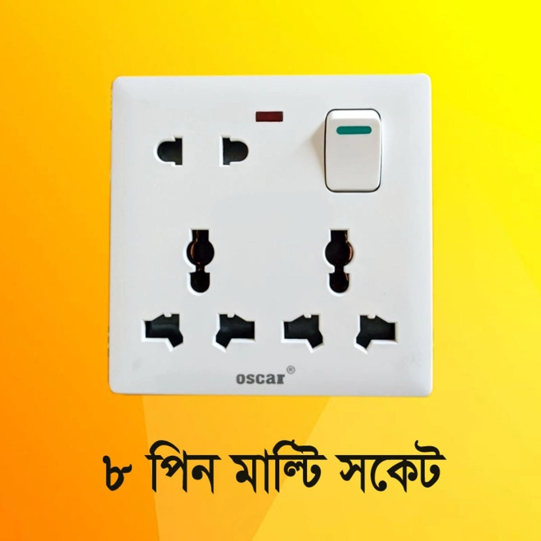 8 Pin Multi Socket Multi Function Universal Wall Switch Socket