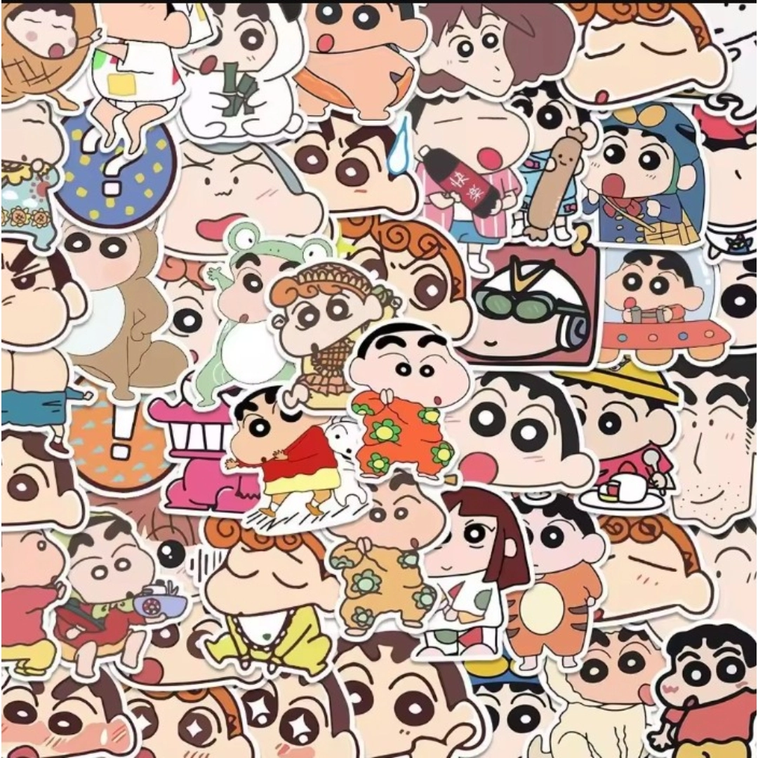 60 Pcs Shin Chan Pvc Waterproof Mini Stickers For For Wall Guitar ...