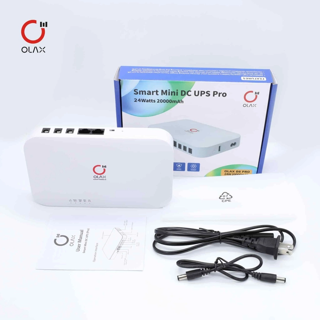 Olax D8 Pro Smart Mini DC UPS 24W 20000mAh - White