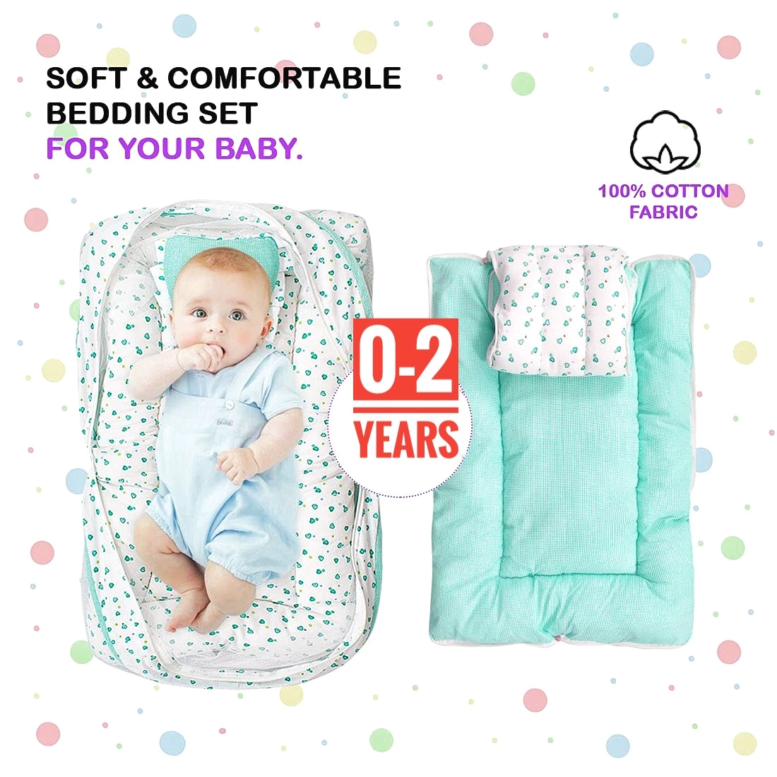 Newborn Baby Bedding Combo Set Sleeping Bag Cum Carry Bag and Mosquito ...