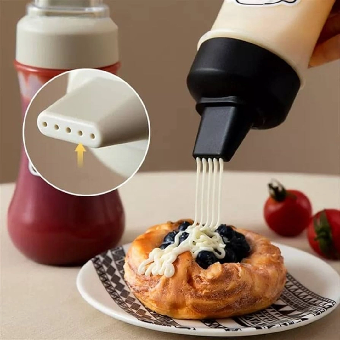 Squeeze Condiment Bottles with Nozzles, 350ml, 5-hole plastic ...