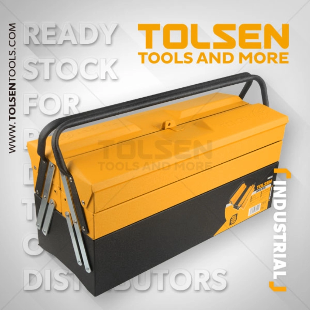Tolsen 3 Layer Heavy Duty Steel Tool Box (495 x 200 x 290 mm) 80212