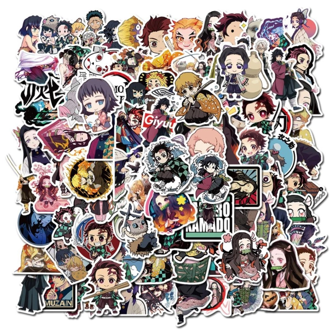 50Pcs/Pack Demon Slayer Kimetsu No Yaiba Pvc Waterproof Stickers For ...