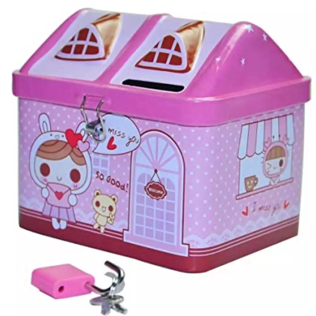 Metal House Shaped Coin Box Cartoon Kids Money Box Piggy Bank For Kids