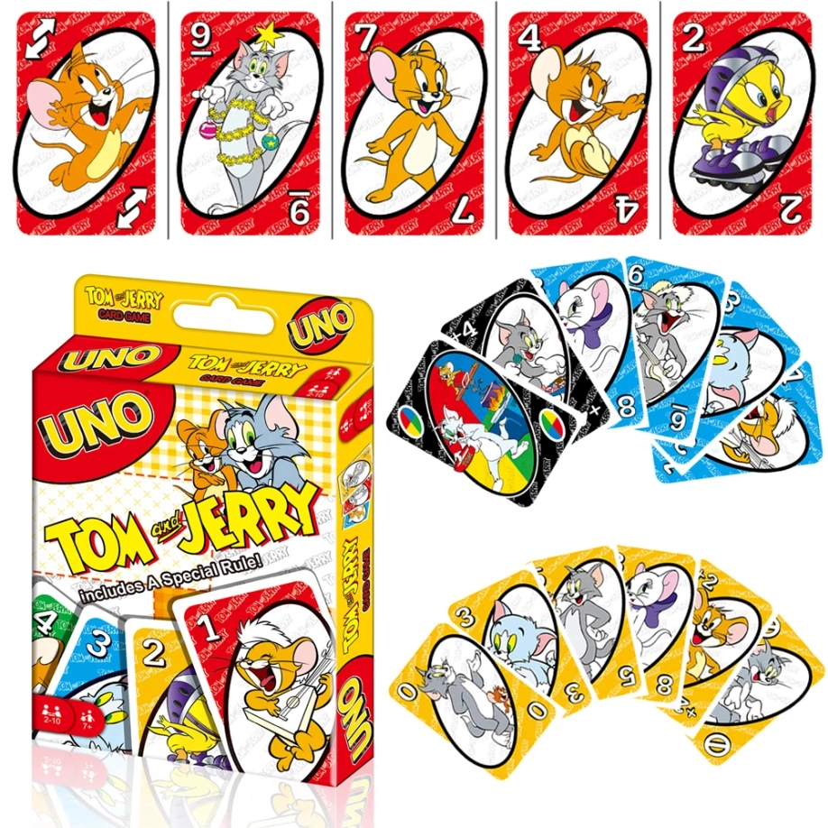 UNO Tom and Jerry Card Game Anime Cartoon Kawaii Figure Pattern Family ...